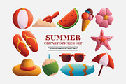 Summer Elements Clipart Set, a Seasonal Illustration by Razor_Project ...