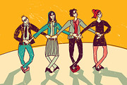 Vector business team dance | People Illustrations ~ Creative Market