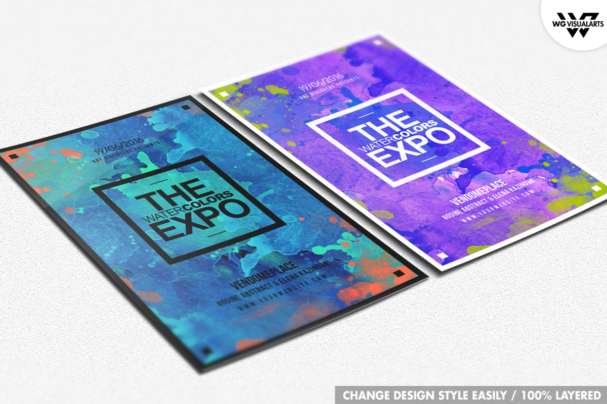 WATERCOLOR Flyer Template, a Flyer Template by WG DESIGN