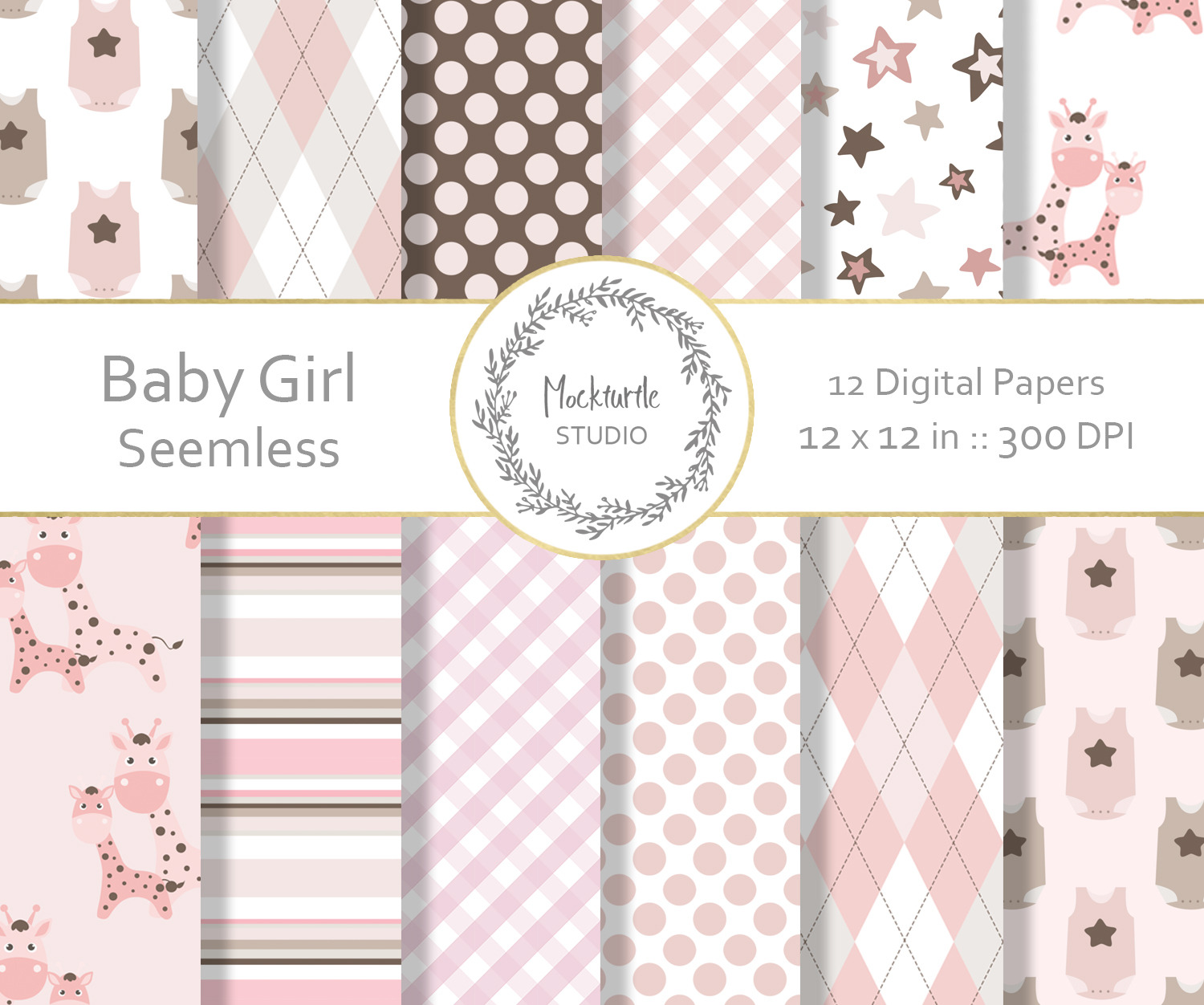 Baby Girl digital paper, a Pattern Graphic by MockTurtleStudio