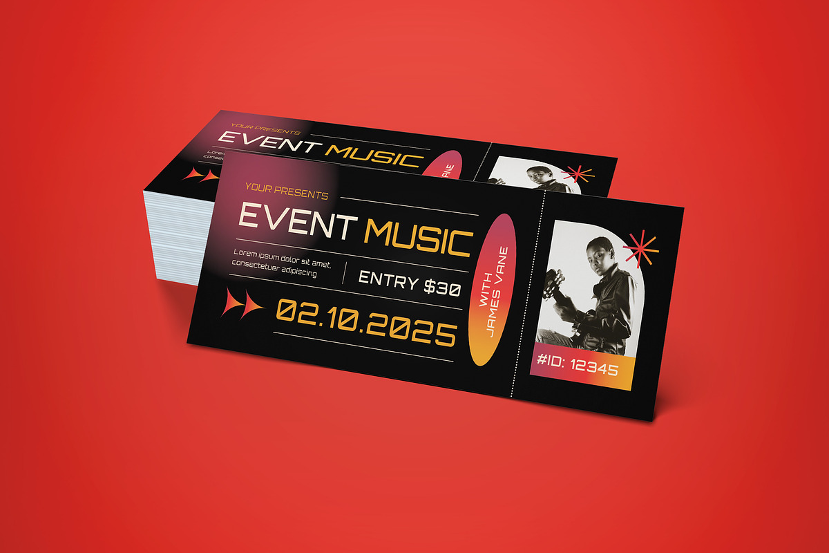 Ticket Event Music, a Card Template by graphicook
