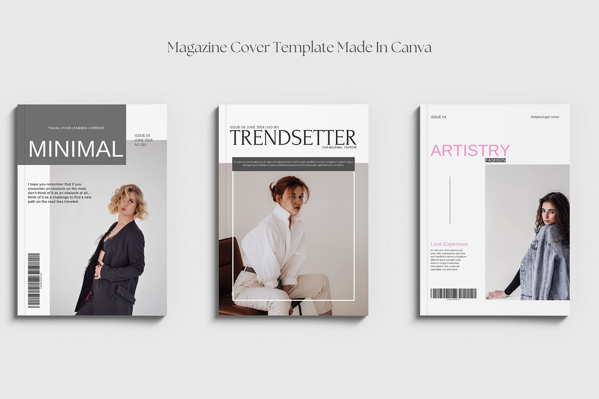 Minimal Magazine Cover Canva Templates | Creative Market