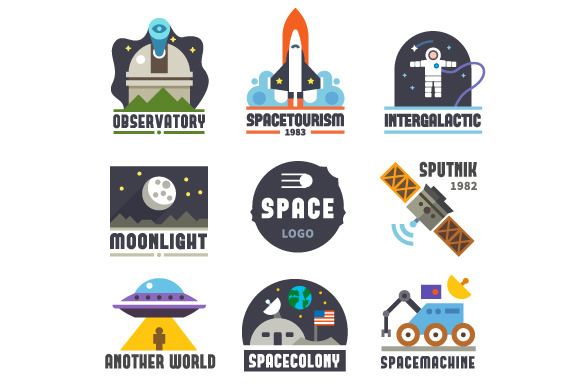 Space logo set, an Illustration by TastyVector