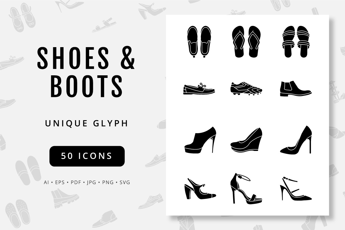 Shoes and Boots Unique Glyph Icons, an Icon by vectorstank | Creative ...