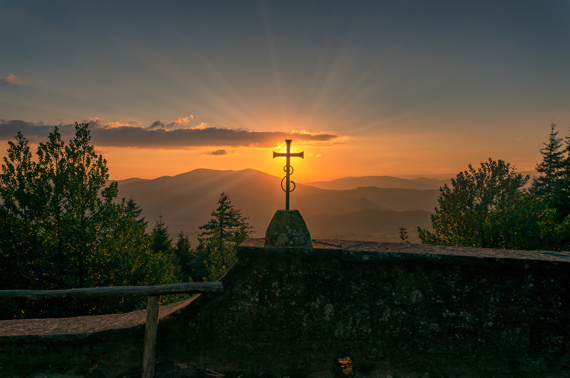 Epic landscape with cross at sunset, a Background Photo by EsmeHelit
