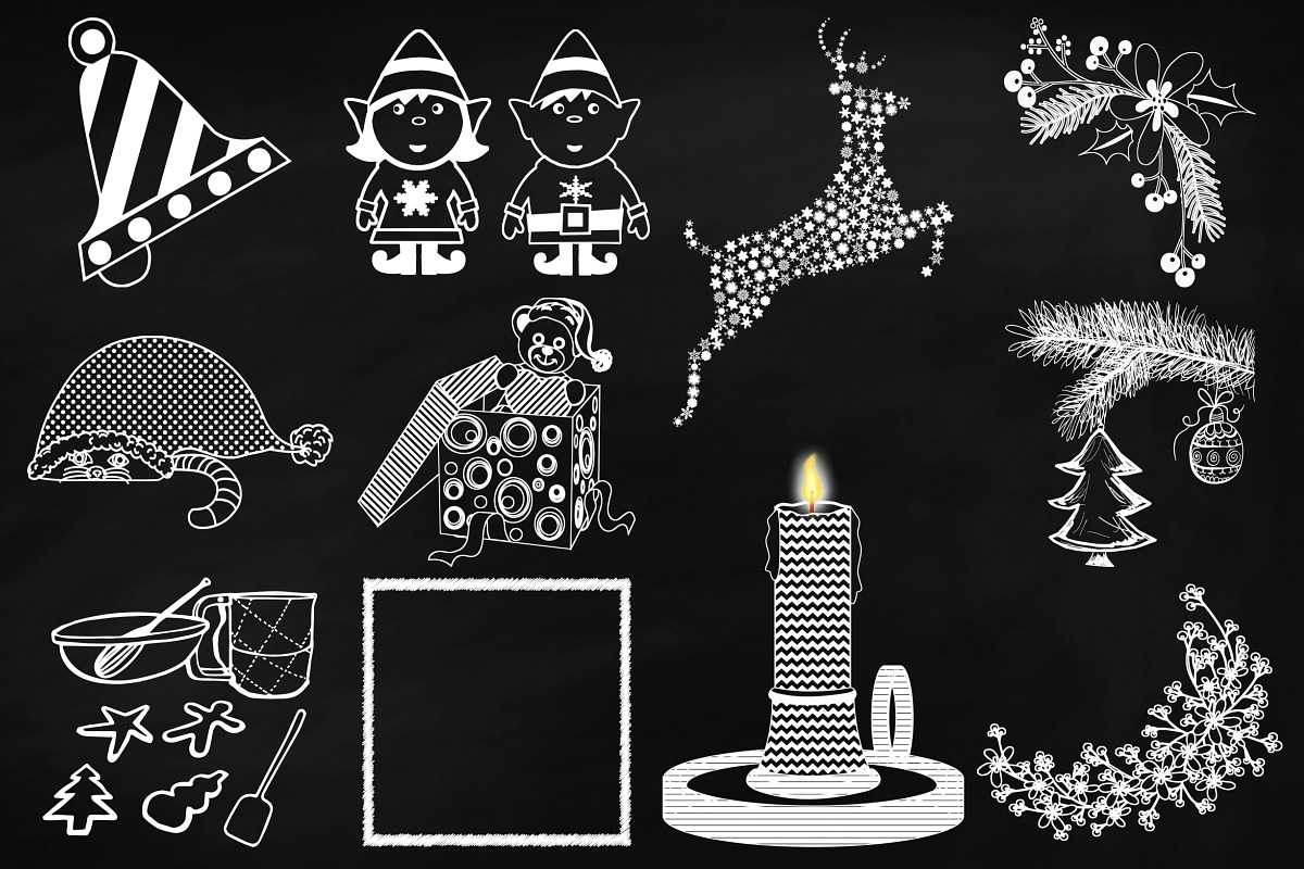 Chalk Christmas Clip Art, an Illustration by FrankiesDaughtersDesign ...