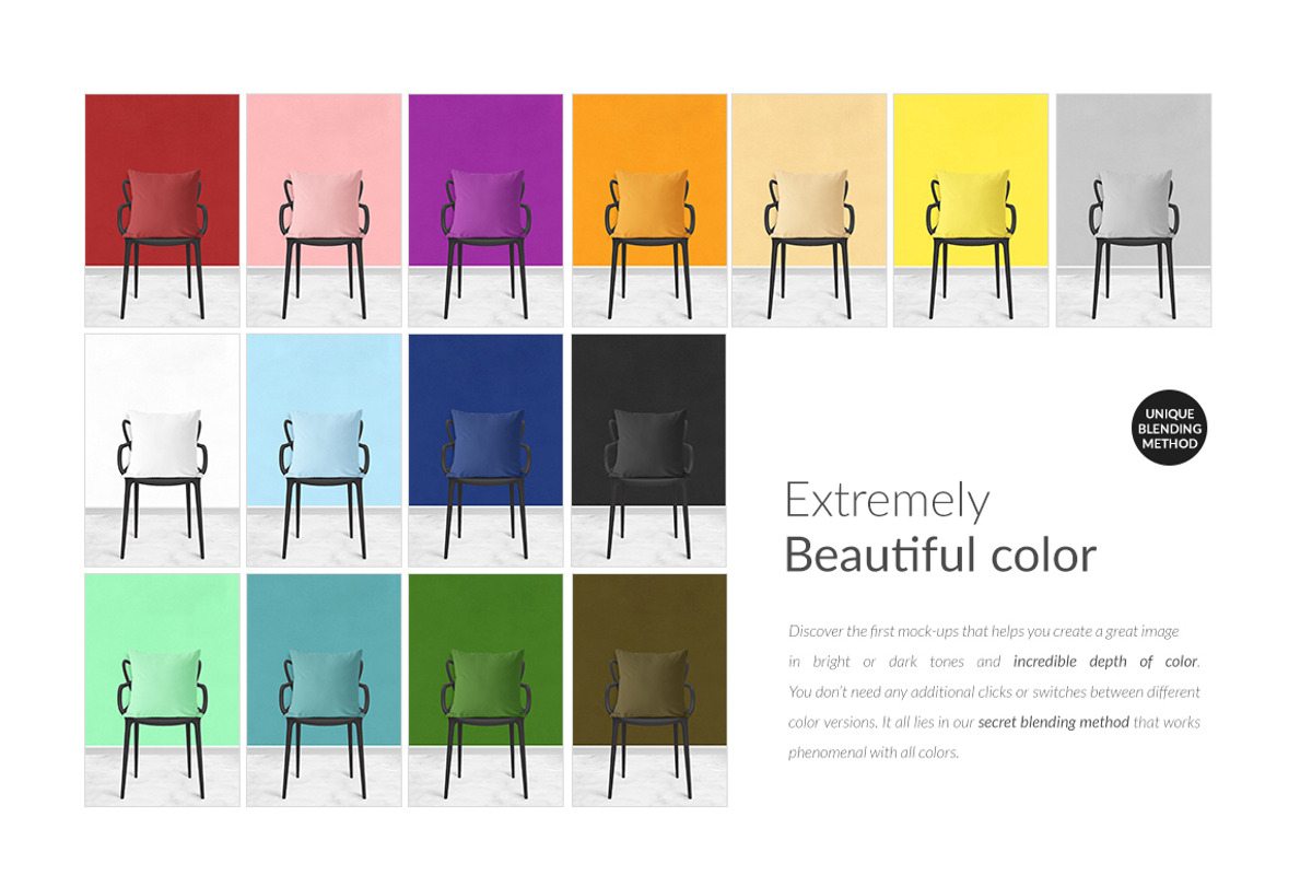 Pillows on Chairs Mock-ups Set, a Household Mockup by Mocca Mockups Store