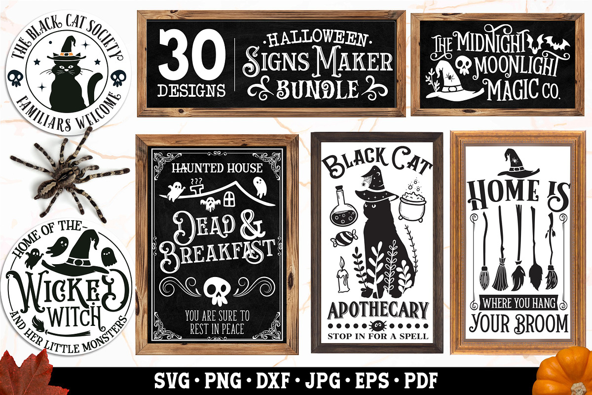 Halloween Signs Bundle SVG, a Seasonal Illustration by RossiGalleria