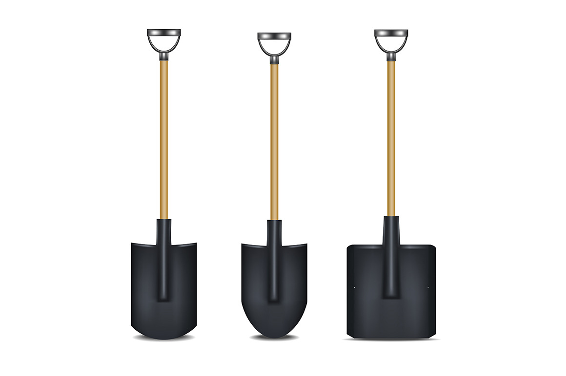 Realistic 3d Shovel Set. Vector, an Object Graphic by Bigmouse_art
