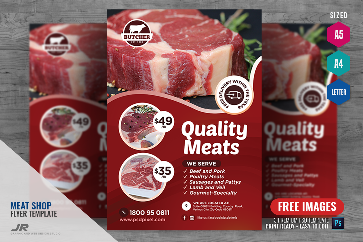 Meat Shop Promotional Flyer, a Flyer Template by PSDPixel