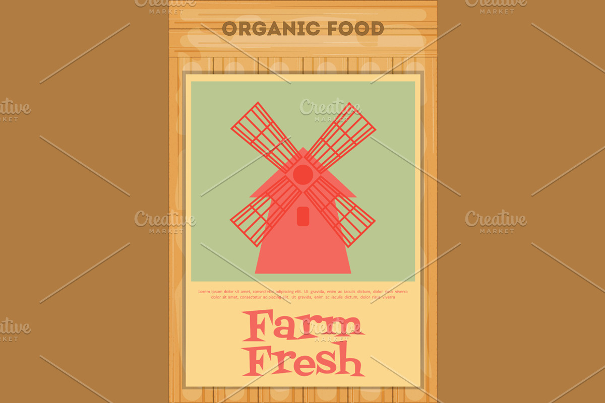 Poster for Organic Farm Food, a Food Illustration by ELFIVETROV DESIGN