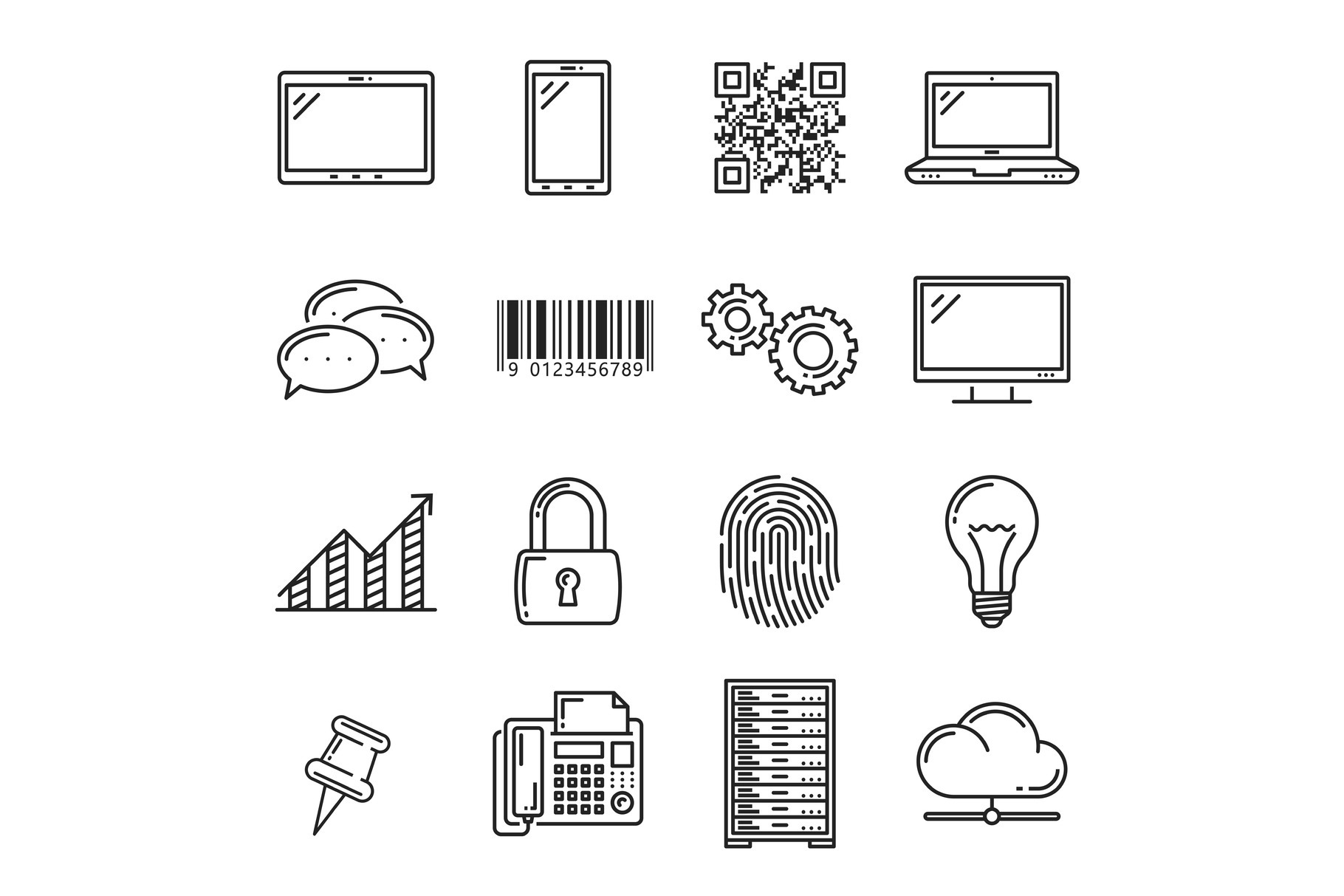 Devices and application, outline, a Technology Illustration by Vector ...