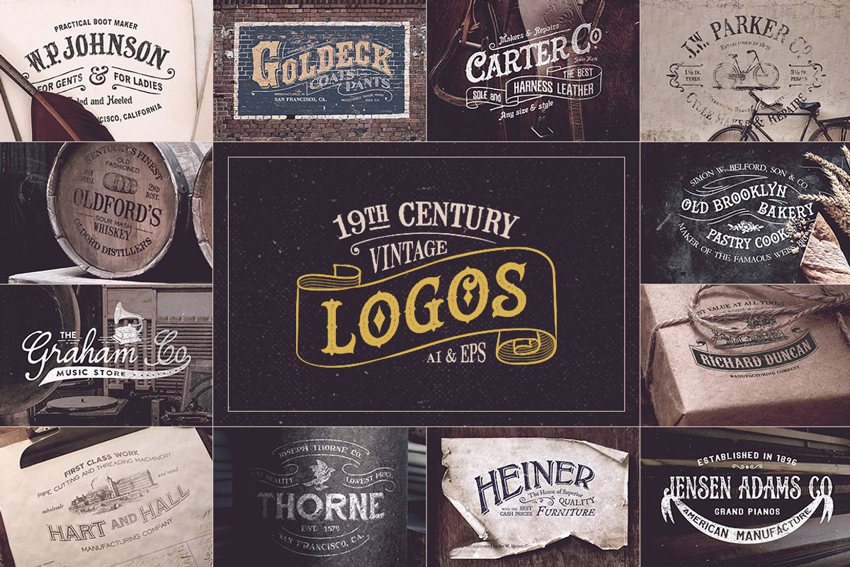 19th Century Vintage Logos, a Branding & Logo Template by Victor Barac