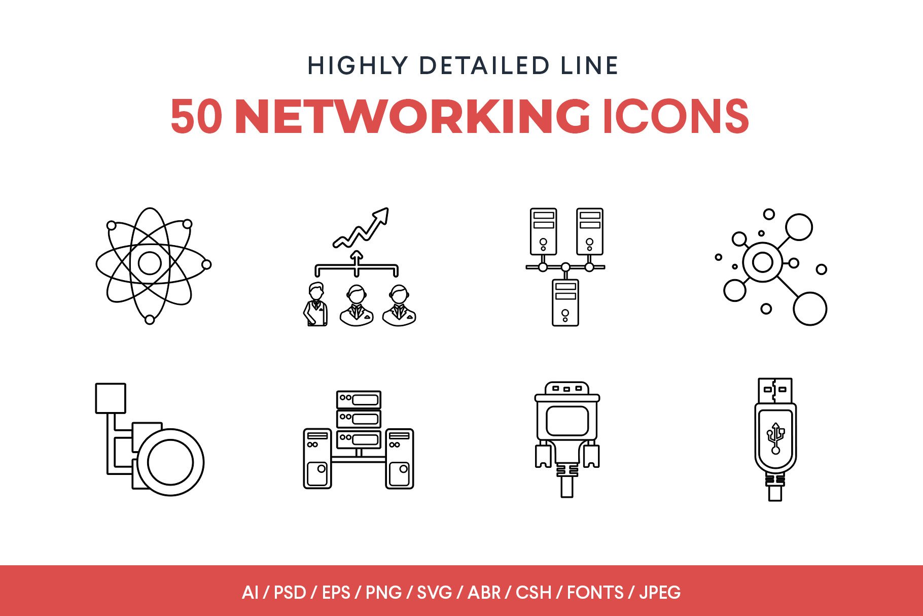 Line Icons Networking Set, an Outline Icon by Jumbo Icons