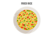 Fried rice in white bowl plane-view, a Food Illustration by Shanvood
