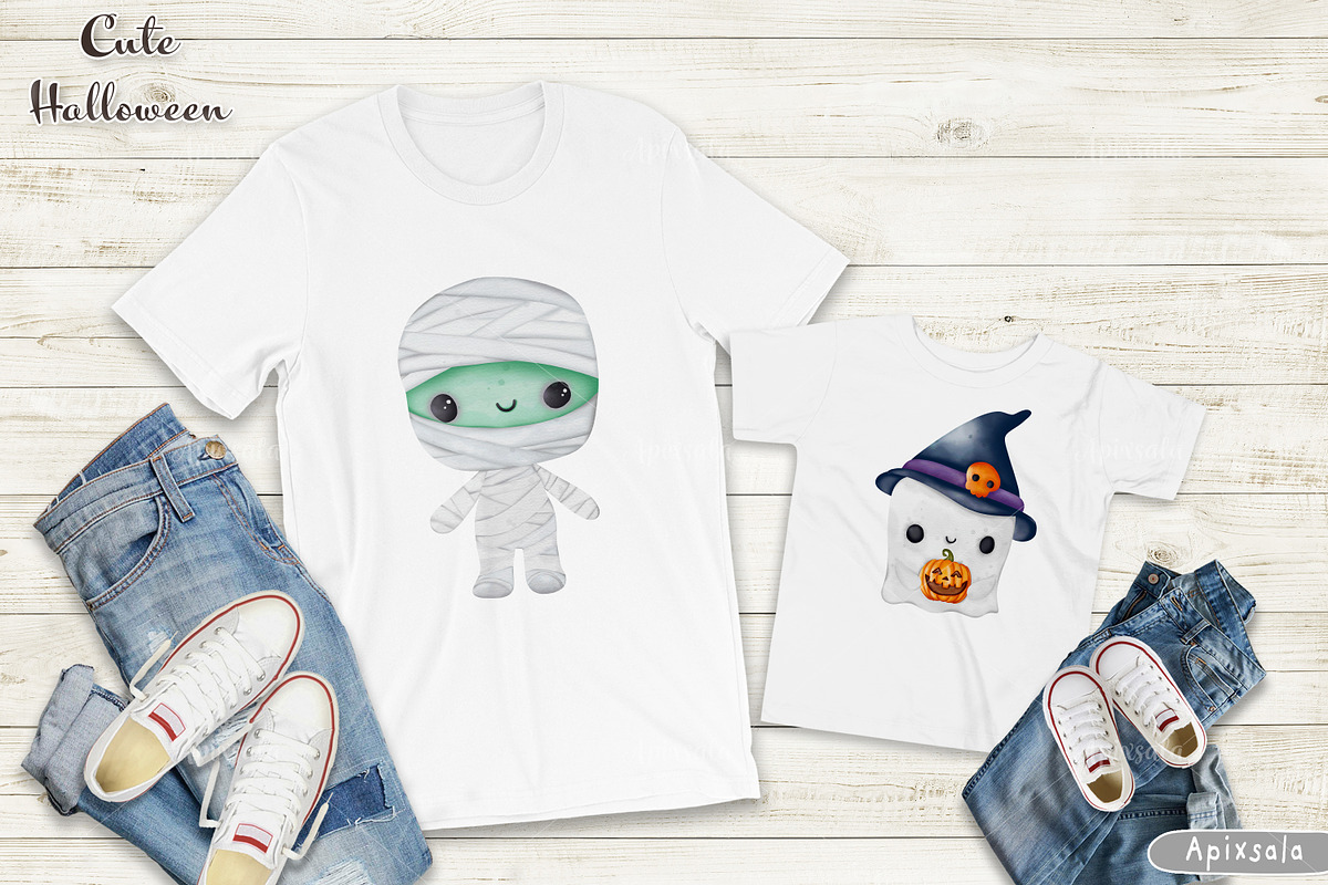 Cute Halloween Watercolor Clipart