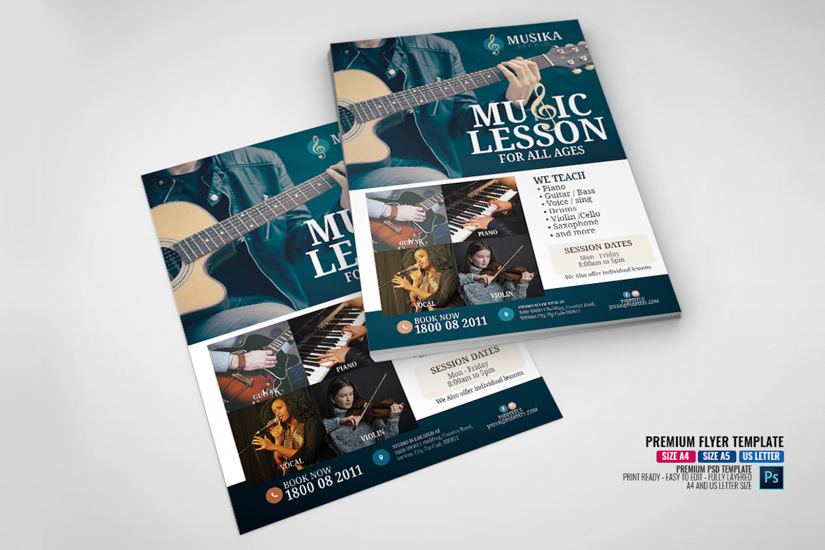 Music Tutorial Flyer, a Flyer Template by PSDPixel