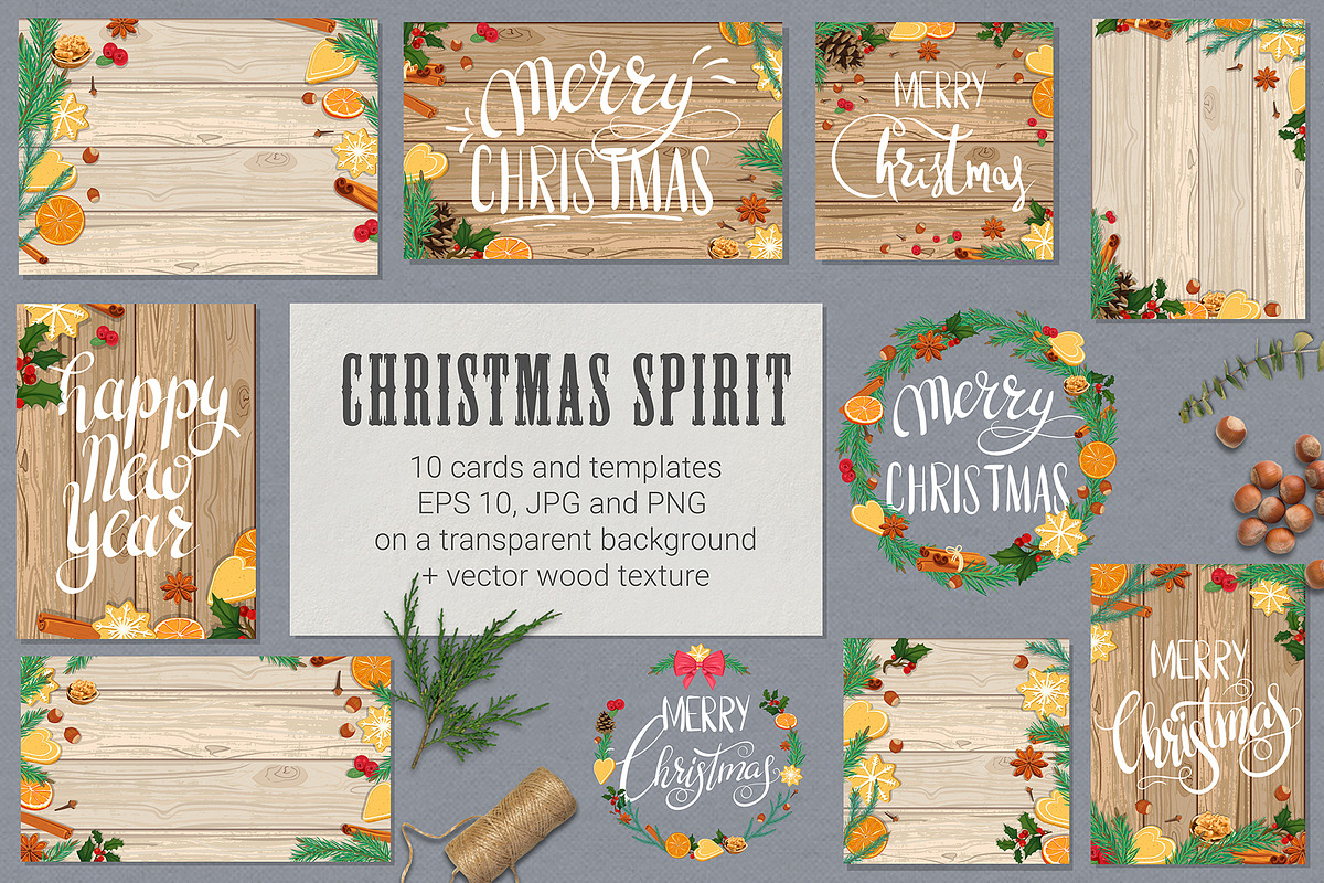 Christmas spirit. Cards & templates, a Card Template by HmarkaShop