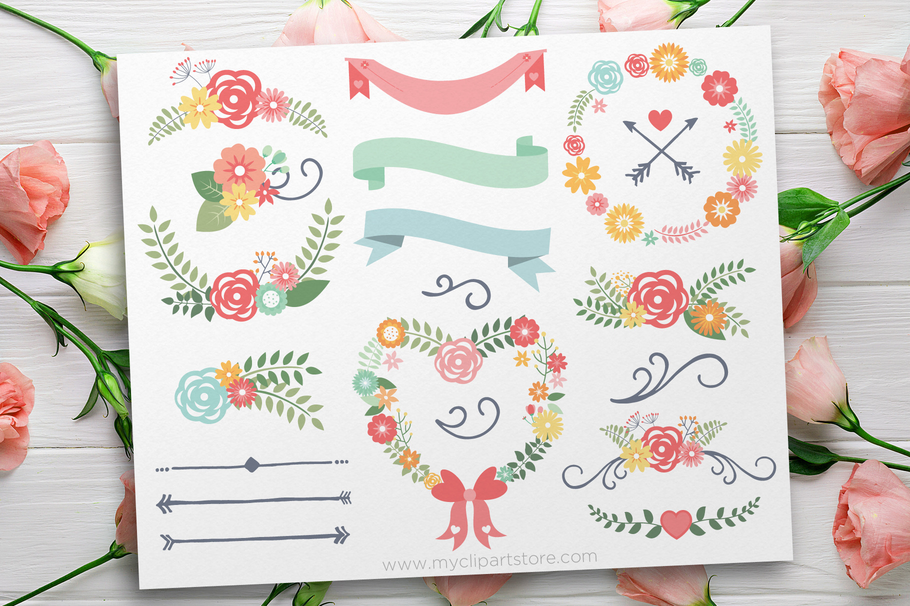 Spring Floral Wedding Clipart, SVG, an Illustration by MyClipArtStore