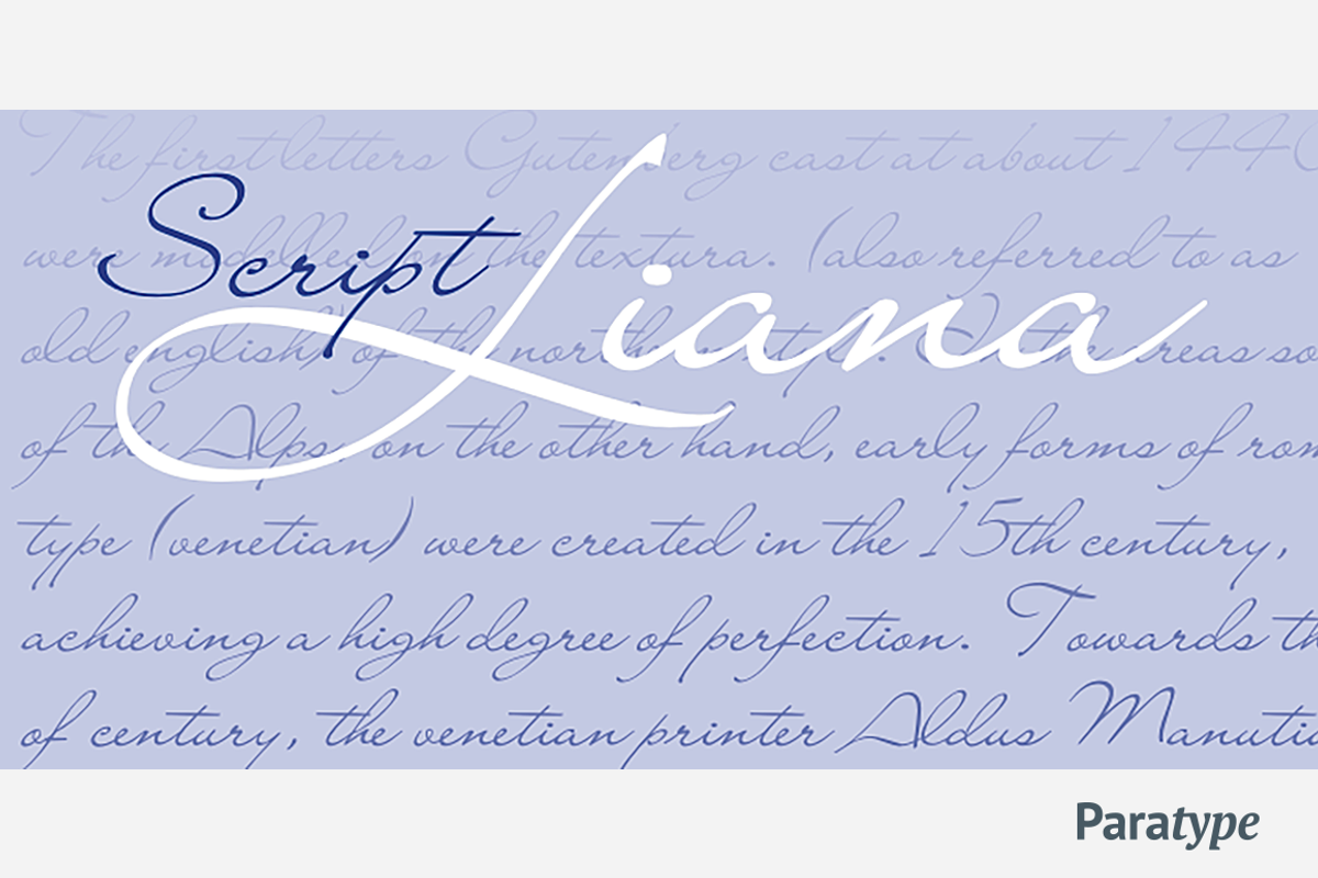 Liana, a Script Font by Paratype