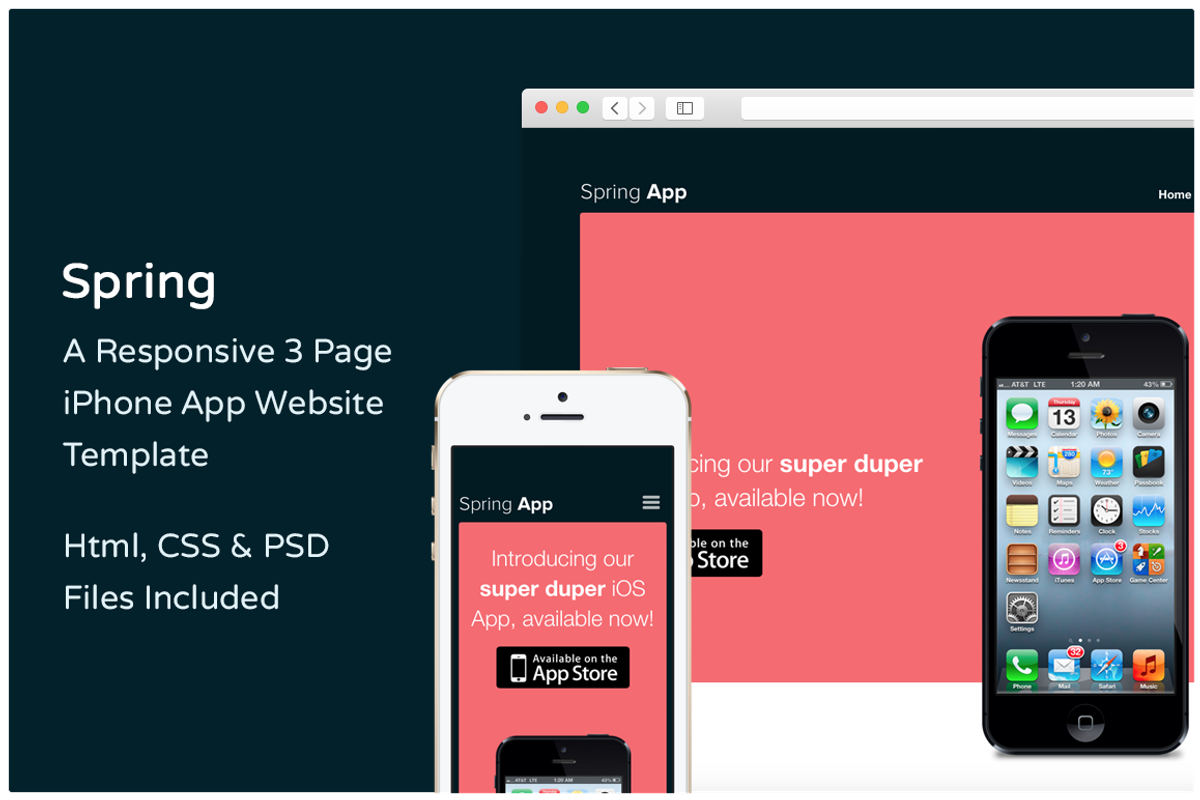 Spring - iPhone App Website Template, an App Template by Jamie Peak