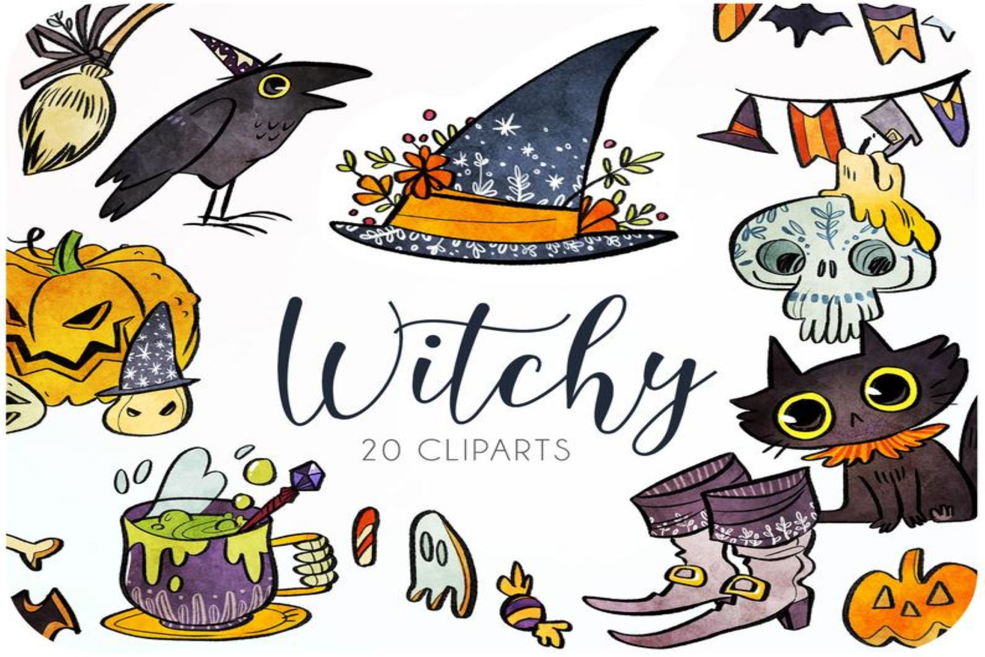 20 Witch clipart set • Halloween, an Icon by Alphabelli | Creative Market