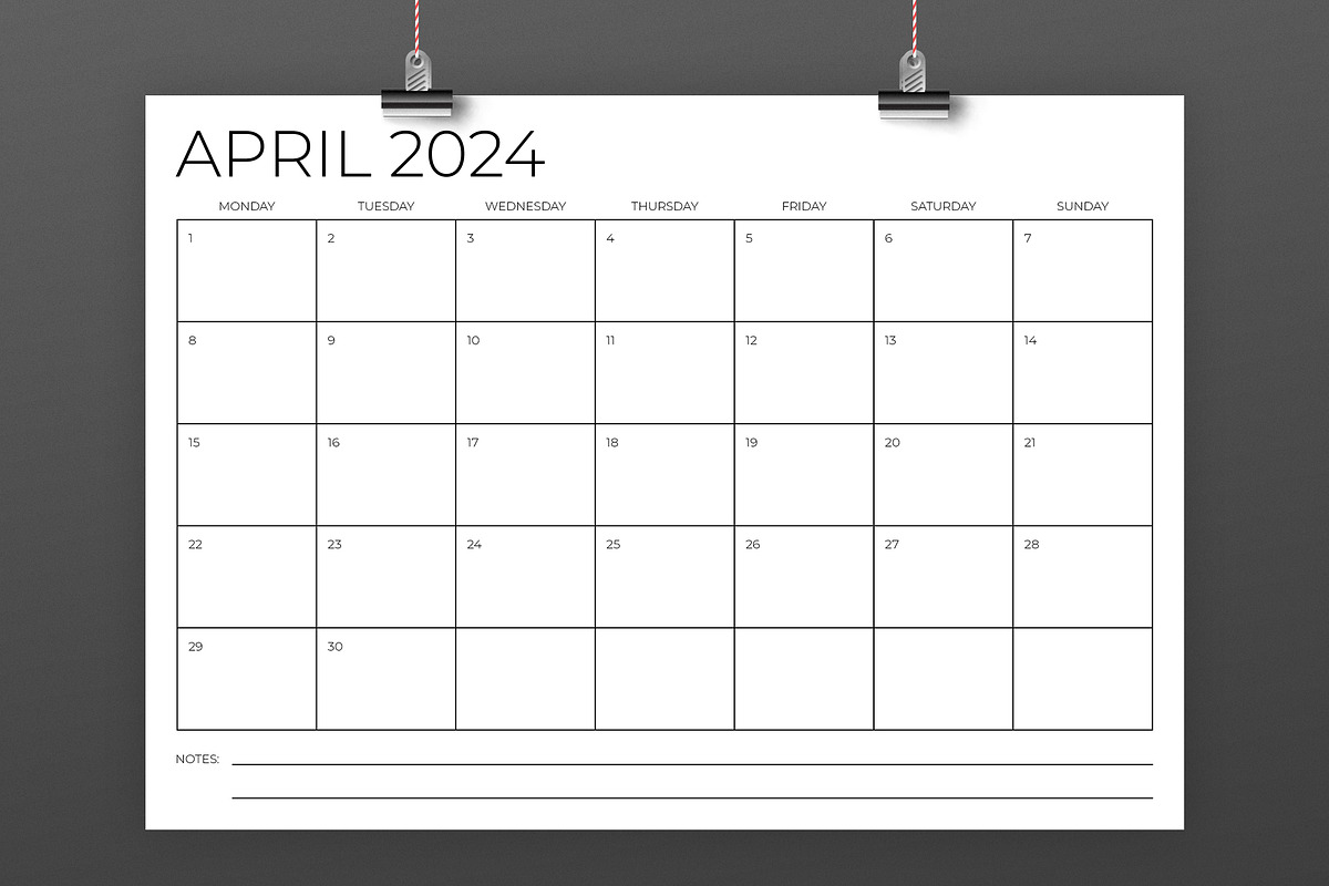 2024 A4 Mon-Sun Calendar Template, a Stationery Template by Running ...