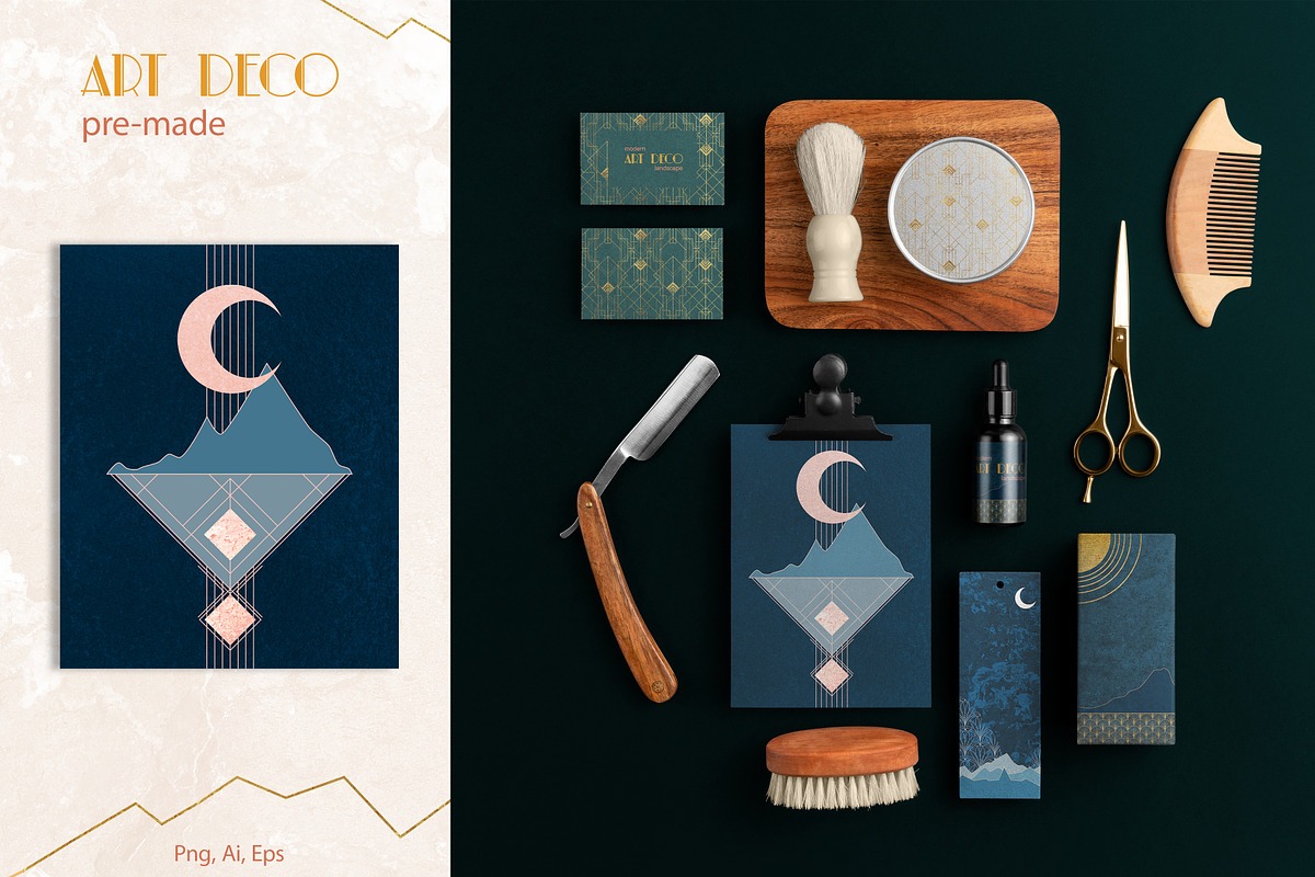 Art Deco Landscape Creator Kit, an Object Graphic by Polli Deeva