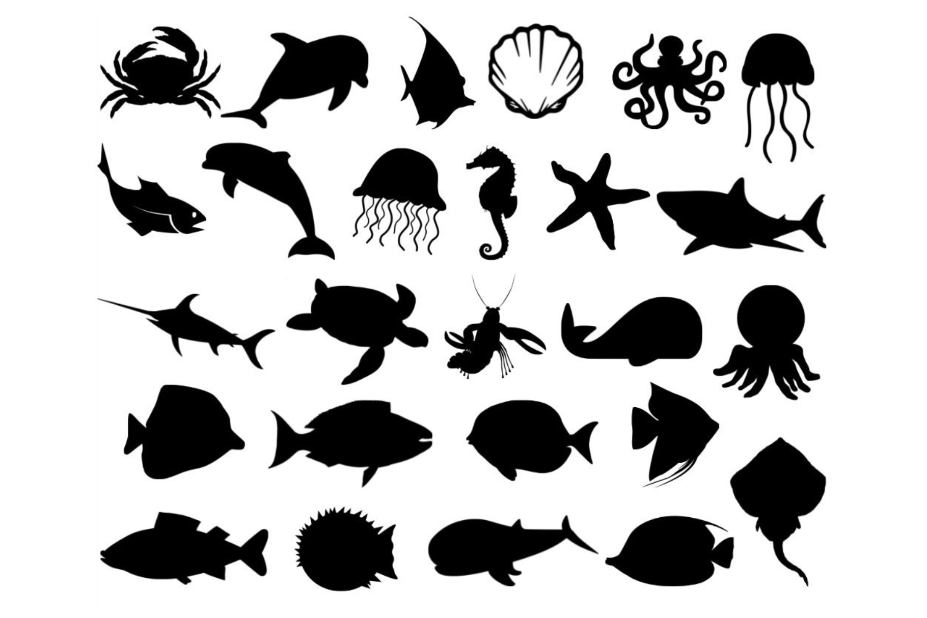 Ocean Animal Silhouette, an Animal Illustration by newminddesign