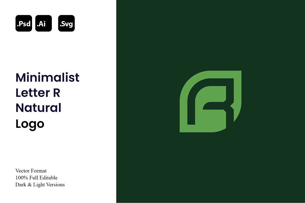 Minimalist Letter R Natural Logo