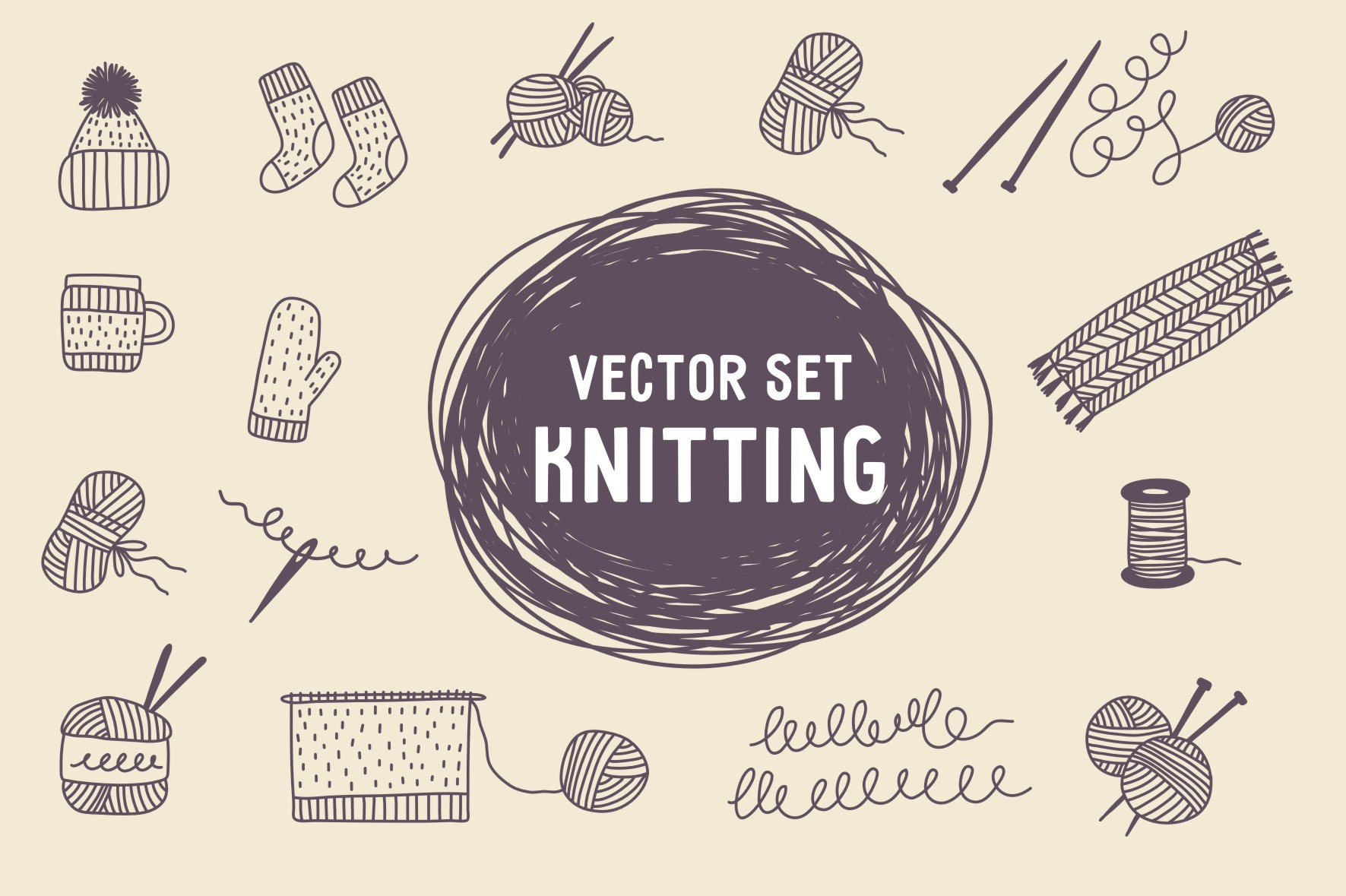 Vector set knitting, an Illustration by Barkova Nadya
