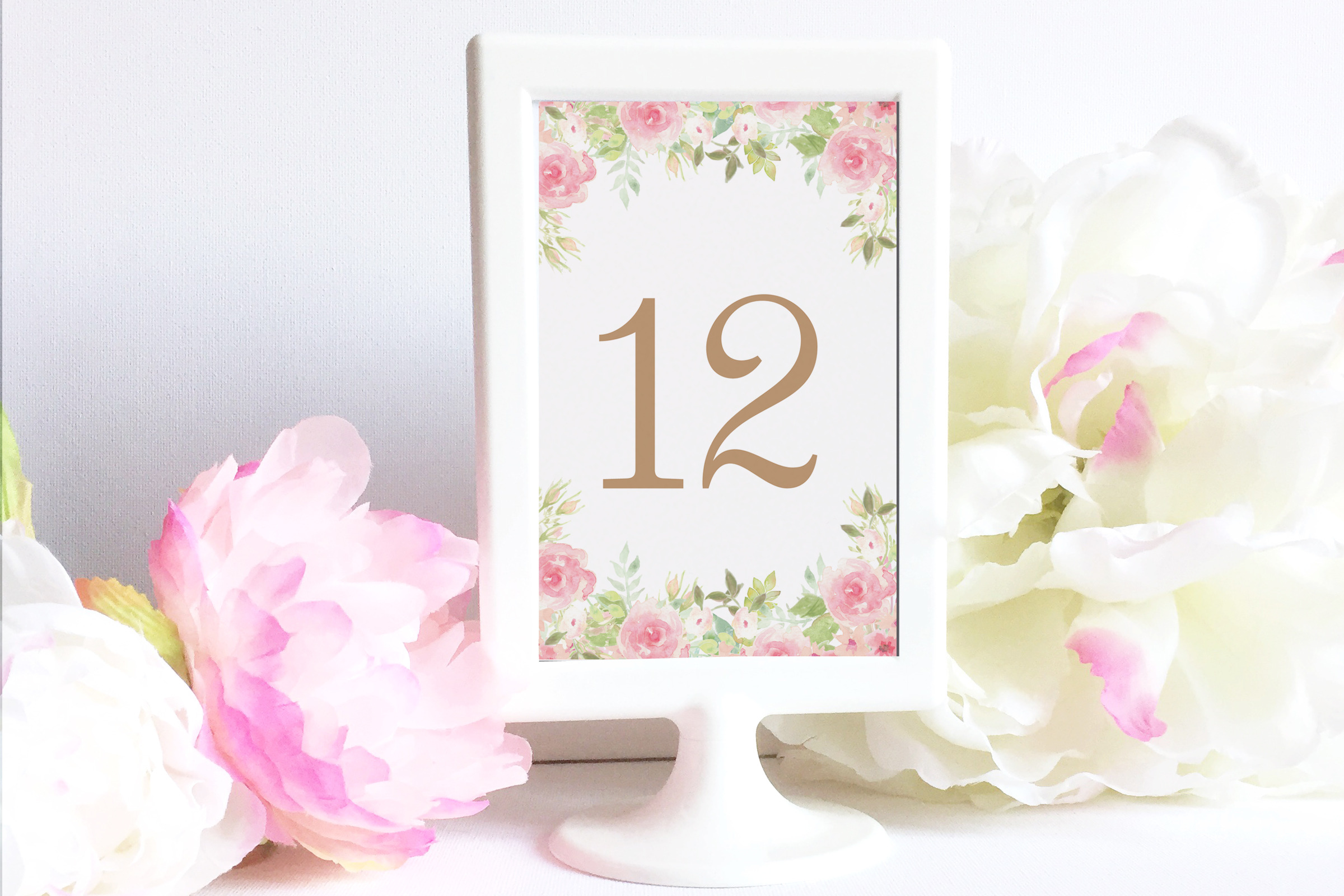 Watercolor Flowers table number card, a Templates & Theme by ThePaperOwl