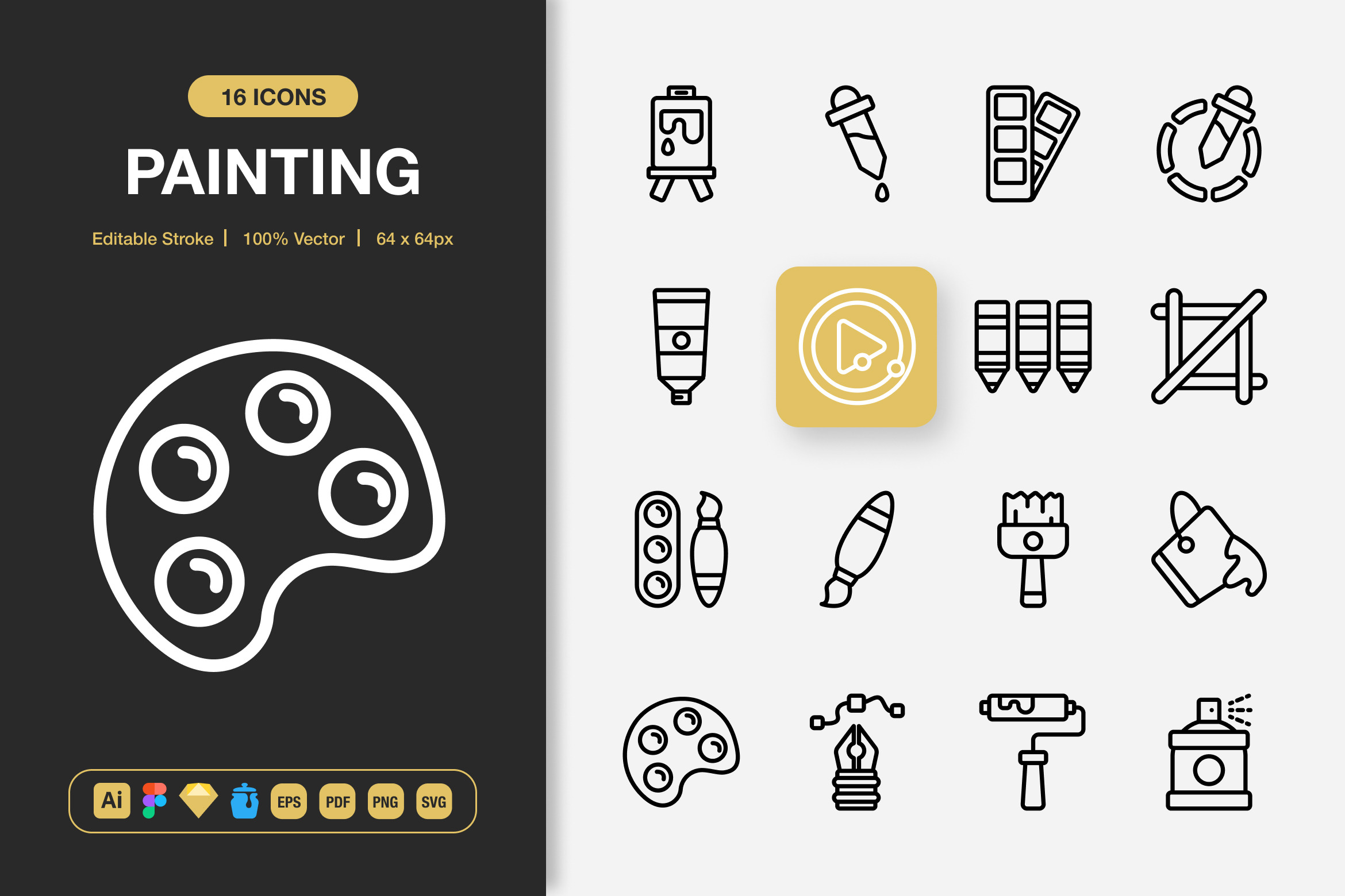Painting Icons, an Outline Icon by Spacepixel Creative