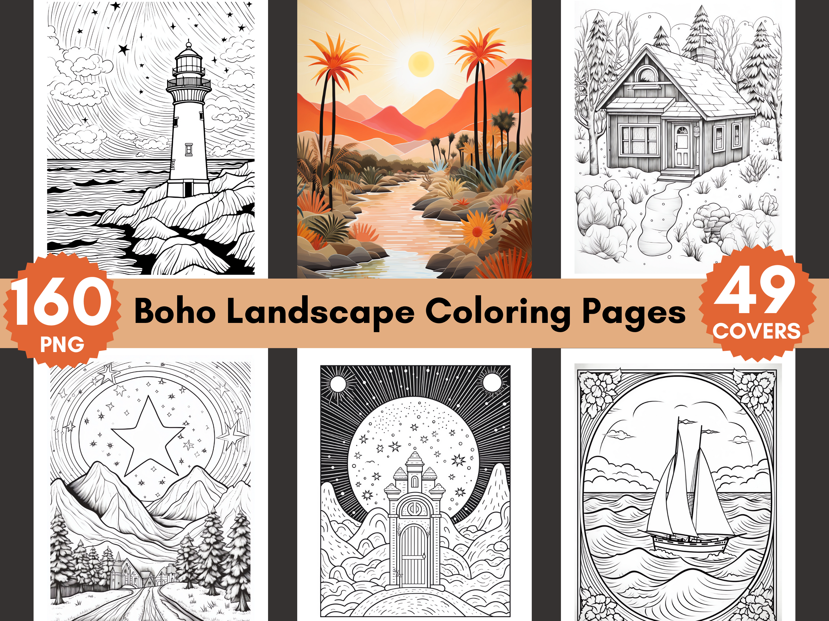 Boho Landscape Coloring Pages