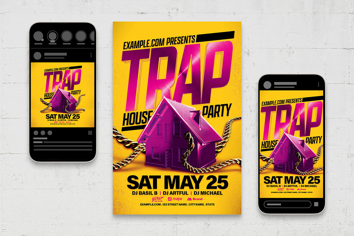 Trap House Party Flyer Template, a Flyer Template by BrandPacks