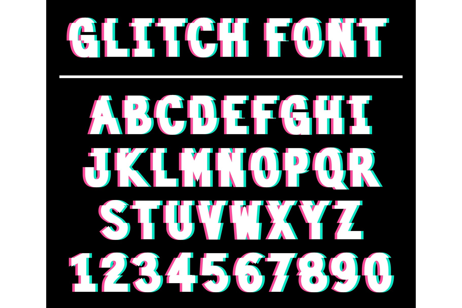 80s style VHS glitch font, a Decorative Illustration by C Design Studio
