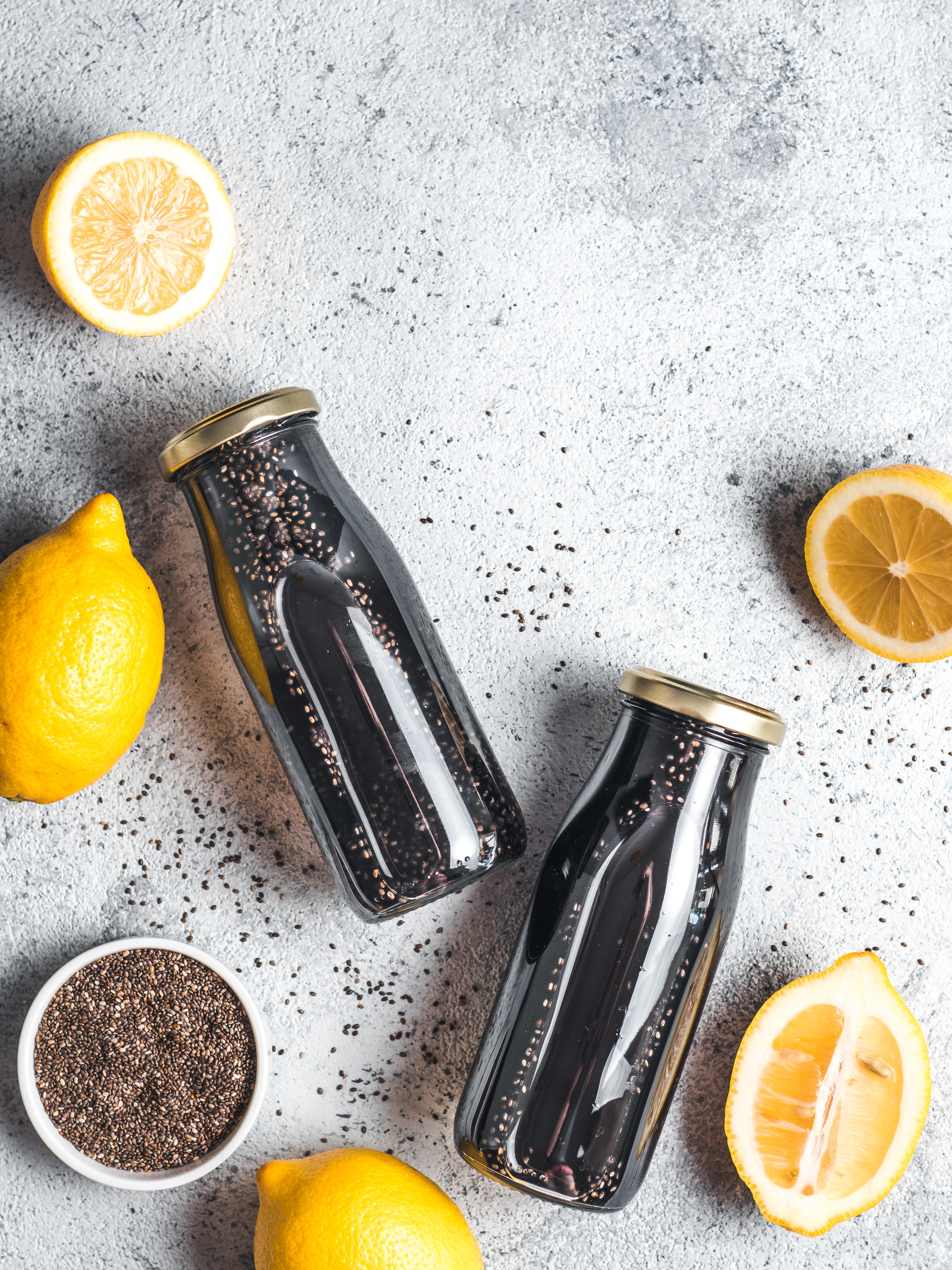 Detox activated charcoal black chia featuring chia, chia water, and ...