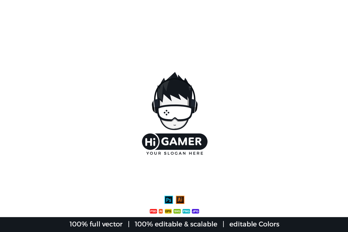 Hi Gamer - Gaming Logo Design, a Branding & Logo Template by iHemalaya