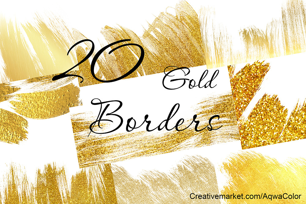 20 hand-painted Gold Borders, a Texture Graphic by AqwaColor