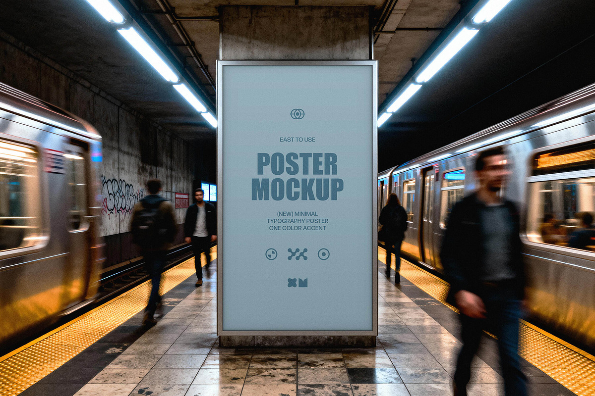 Subway Advertising Poster Mockup, an Advertising Mockup by Design Squad