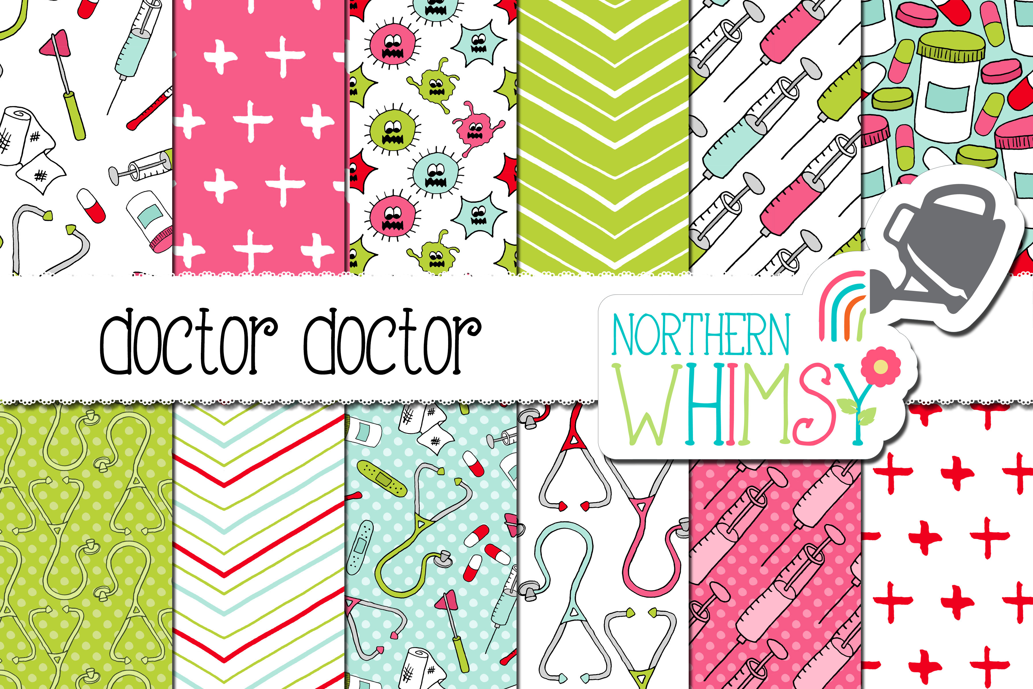Doctor & Nurse Patterns, a Pattern Graphic by Northern Whimsy Design ...
