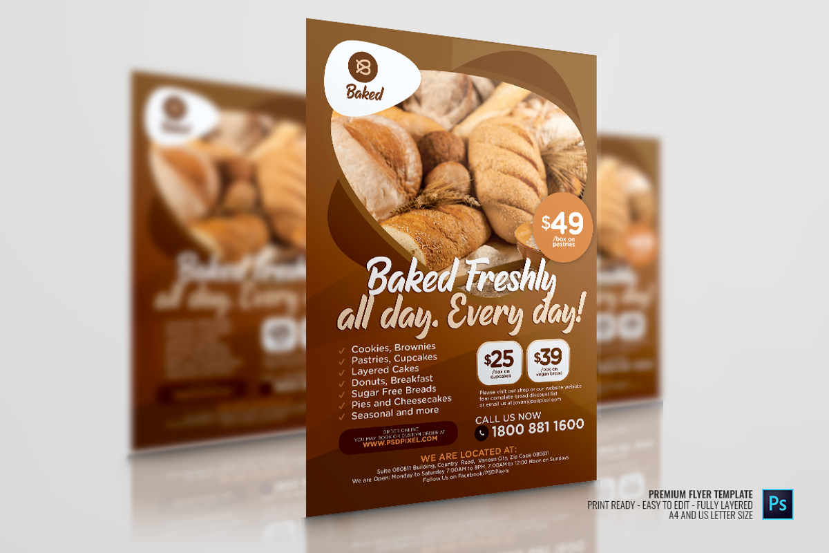 Bread and Pasty Flyer, a Flyer Template by PSDPixel