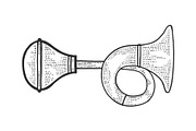 Vehicle horn sketch vector, a Technology Illustration by AlexArt