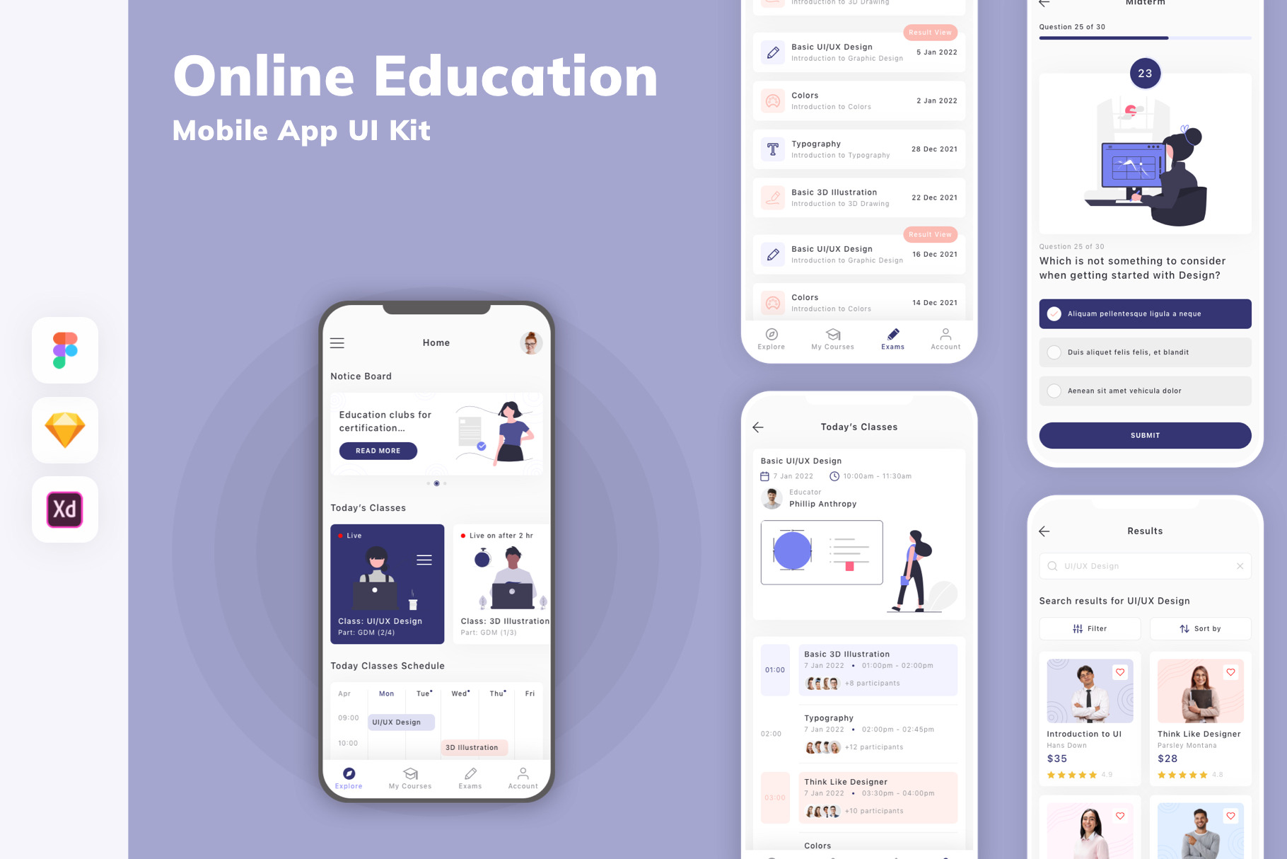 Online Education Mobile App UI Kit, an UI Kit Template by uicube