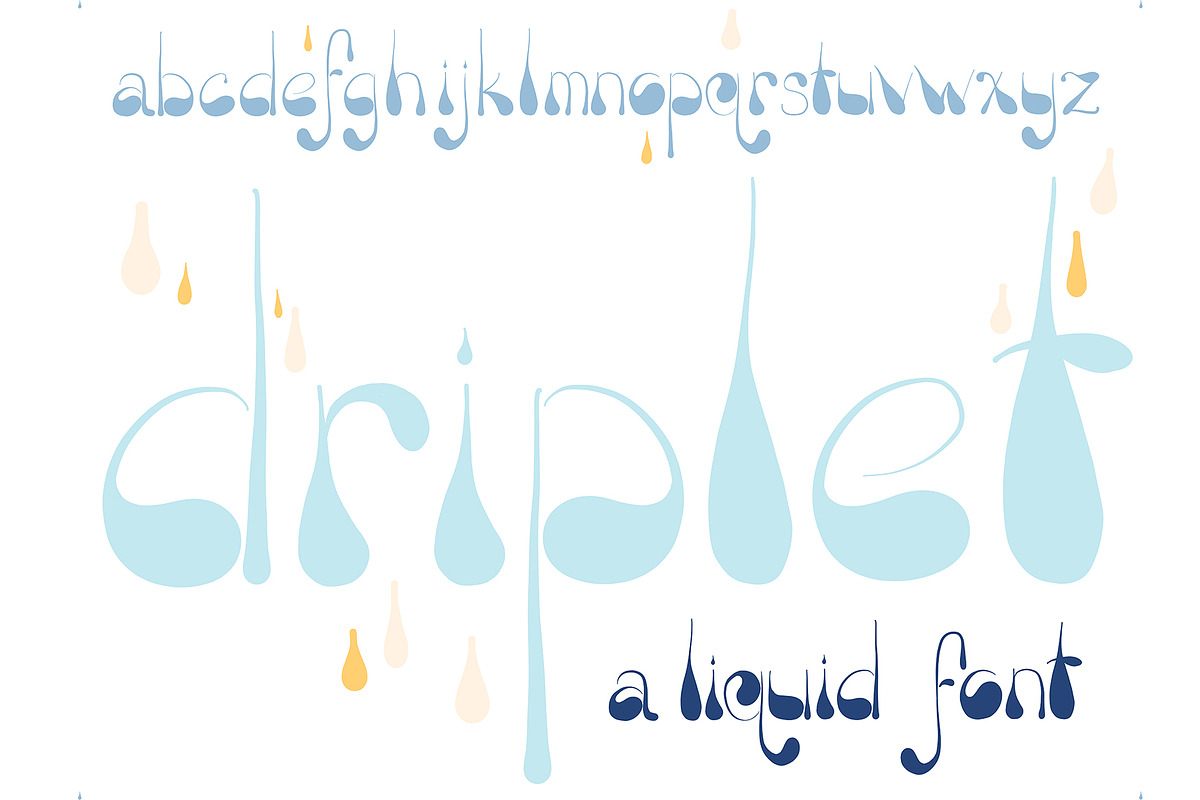 Font Driplet Raindrops Water Drops, a Script Font by PageLightStudios