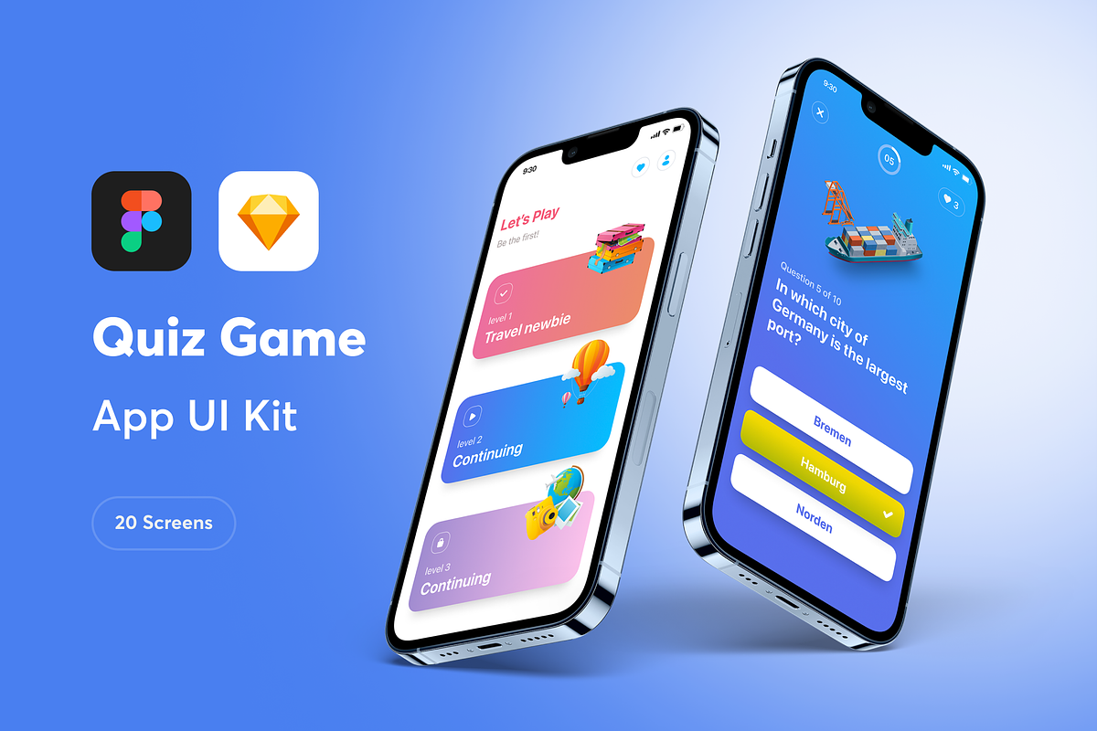 Quiz Game App UI Kit | Trivia App UI | Creative Market