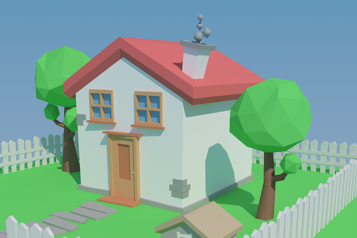 Low Poly House, an Architecture 3D Model by XYZ Space