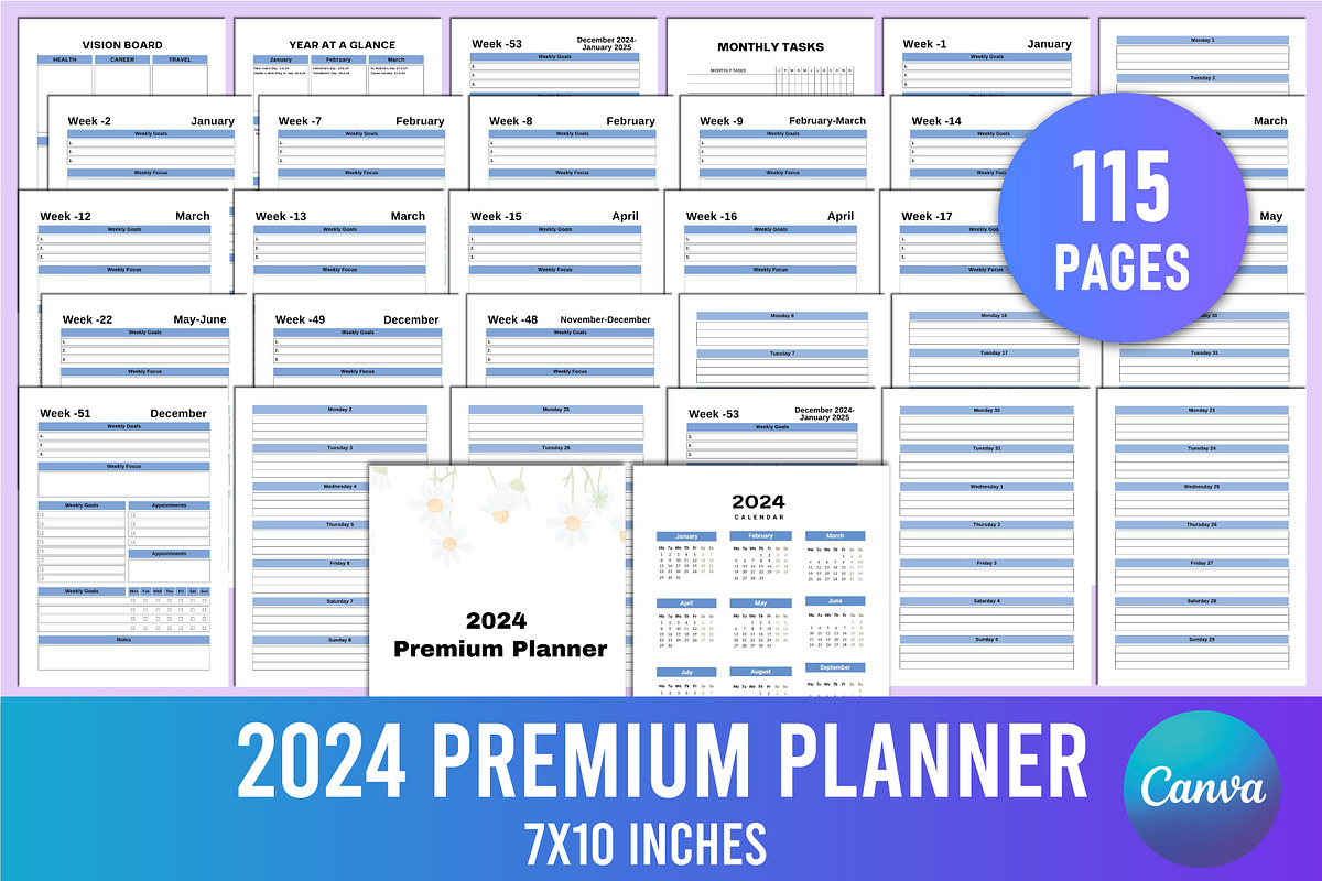 Editable 2024 Premium Planner Canva