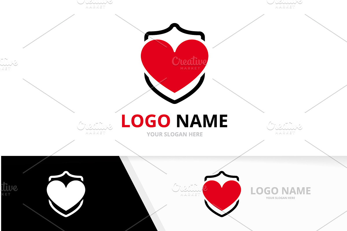Vector safe heart logo combination, a Branding & Logo Template by ...