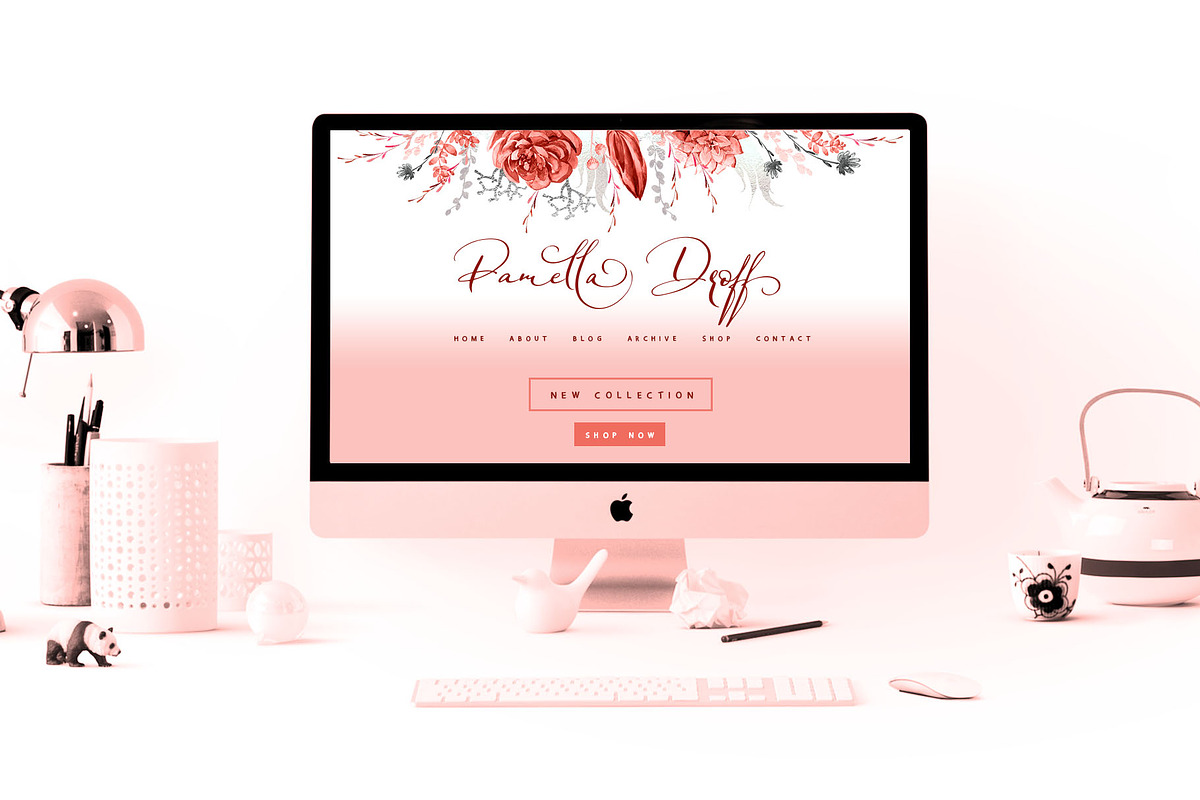 Coral Floral Wedding graphic & font, an Invitation Template by IraDvilyuk